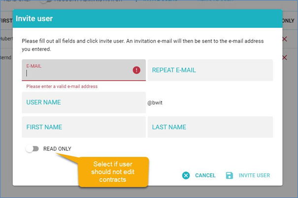 contractSILO Contract Management Software | How to | Invite a New User